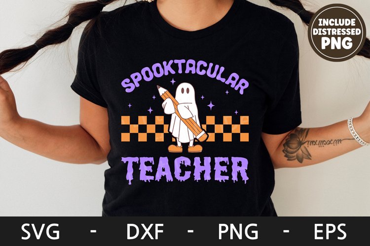 Spooktacular Teacher svg, Halloween shirt, Retro svg, Ghost