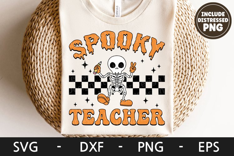 Spooky Teacher svg, Halloween shirt, Retro svg, Skeleton