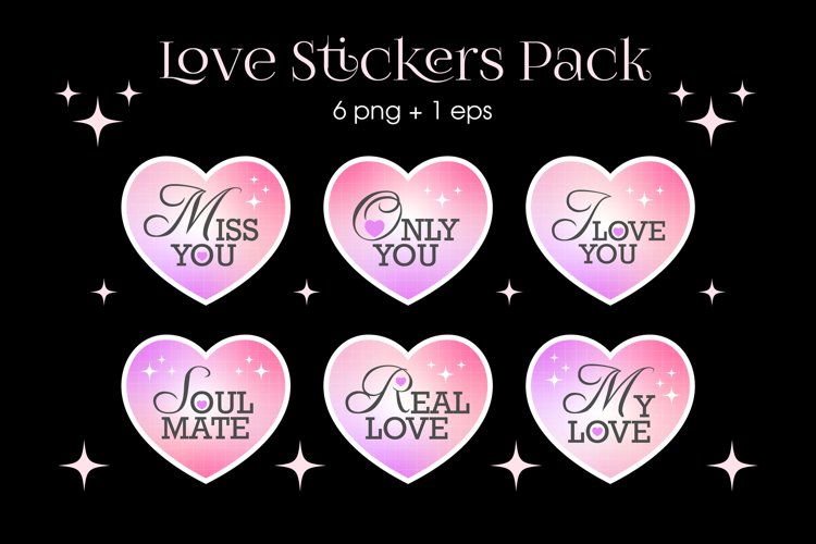 Love stickers pack. Cool girly patches in y2k style (2229021 ...