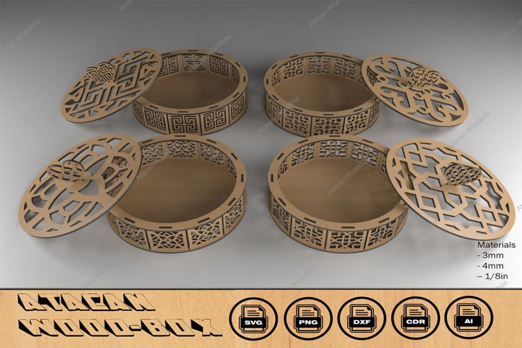 Wooden Decorative Round Boxes Laser Cut Box Files Glowforge