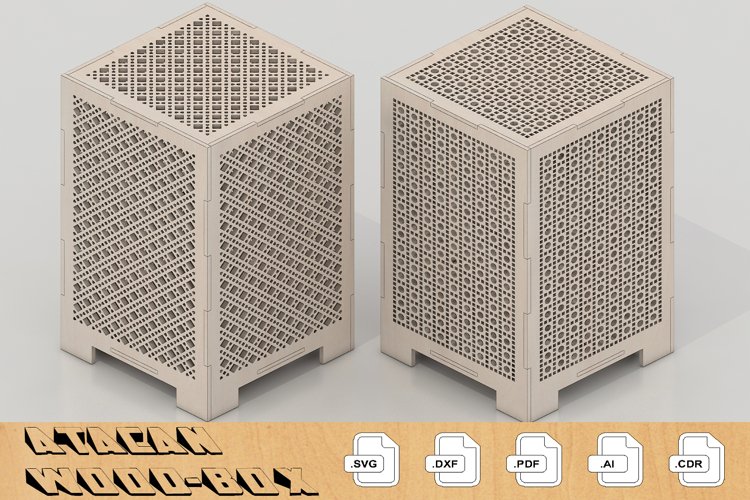 Light Box Laser cut Files, Lamp With Rattan Cane Pattern 233