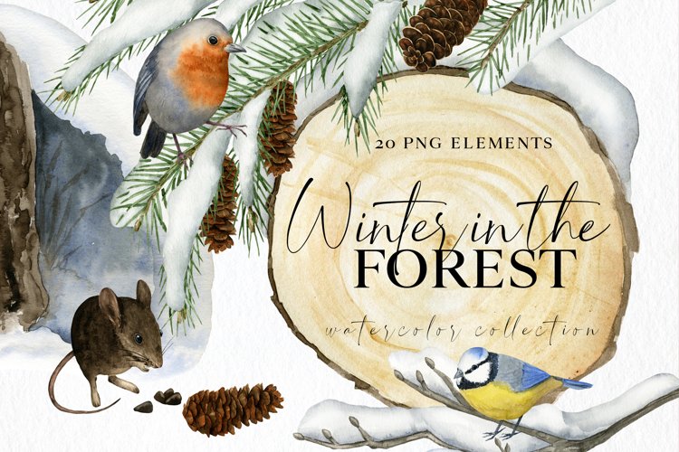Watercolor Winter Forest Clipart, Snow Covered Fir Spruce (1630754 ...