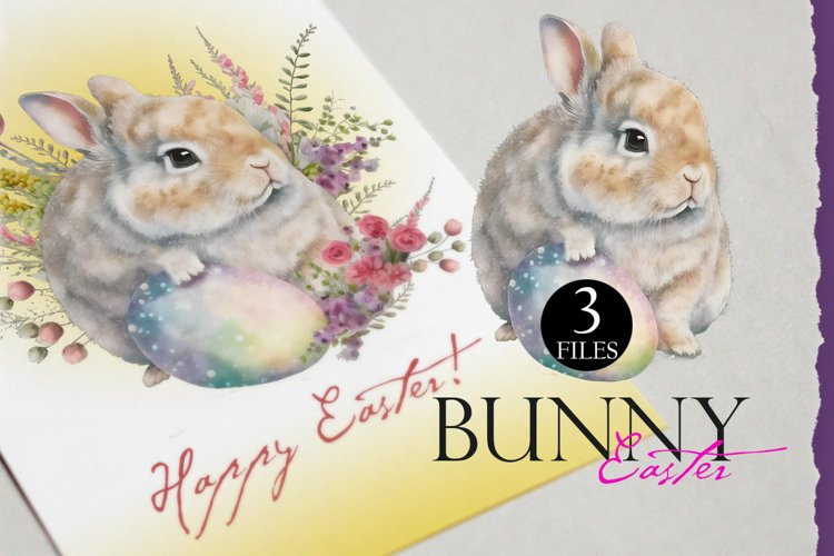 Cute Watercolor Easter Bunny Clipart