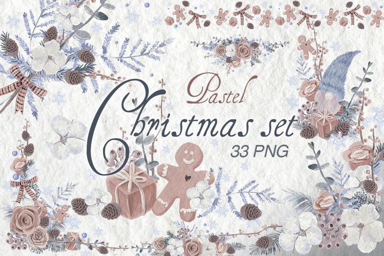Pastel Merry Christmas PNG Clipart