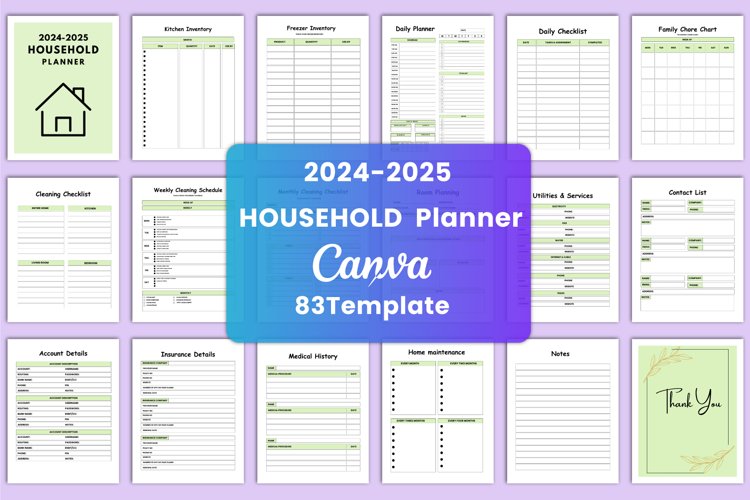 2024-2025 HOUSEHOLD Planner Canva