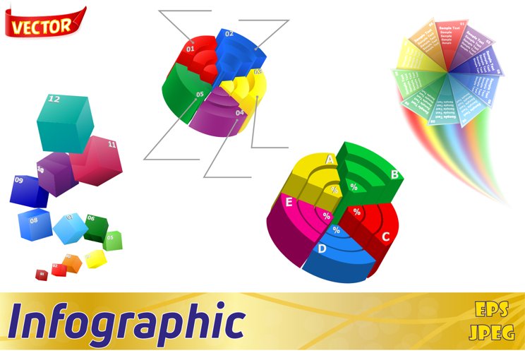 infographics multicolor visually surround 3d vector