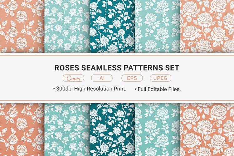 Roses Seamless Patterns Set (3866447)