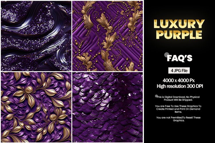 Luxury Purple Square Coaster - 04 Variations
