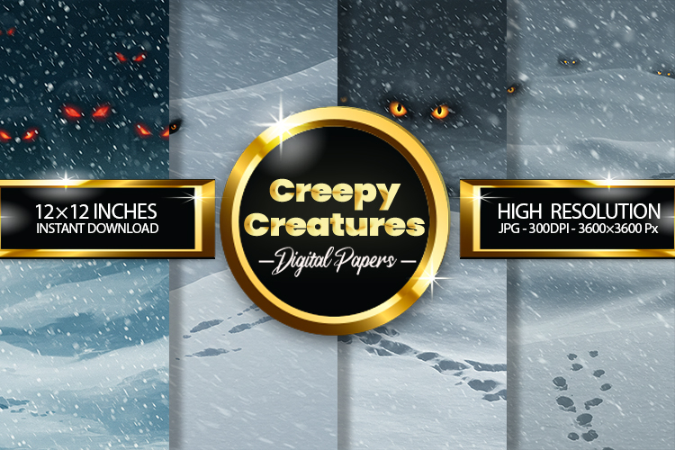 Creepy Creatures Digital Papers - 04 Variations