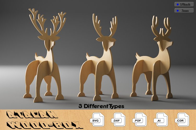Christmas Deer Laser cut Files / New Year SVG Noel Decor 295