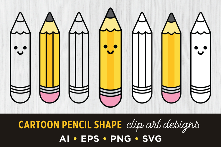 Cartoon Pencil Clip Art Set
