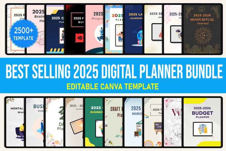 Best Selling 2025 Digital Planner Bundle Canva