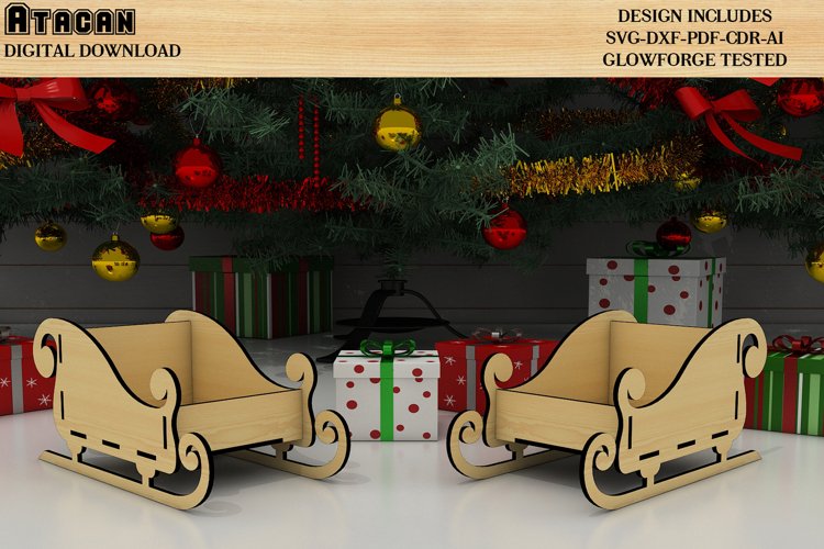 Wooden Sled SVG File - Christmas Laser Cut Files 554
