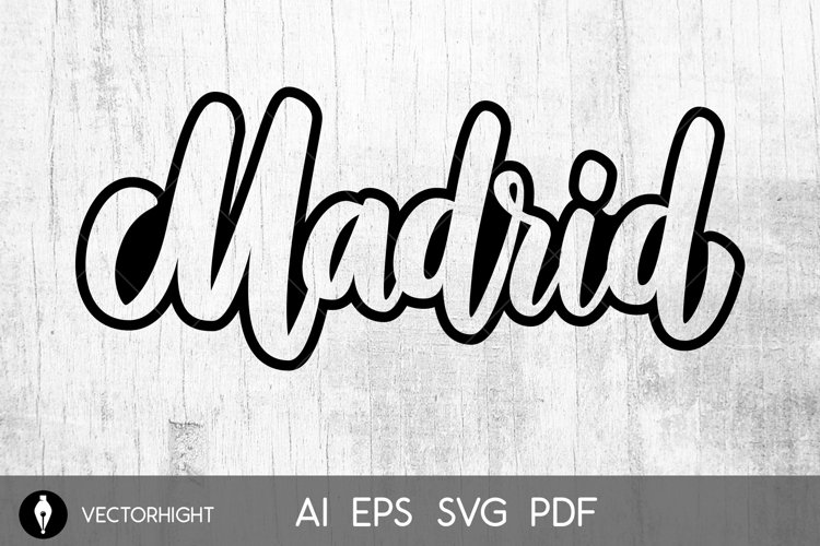 Madrid capital of Spain. Lettering phrase