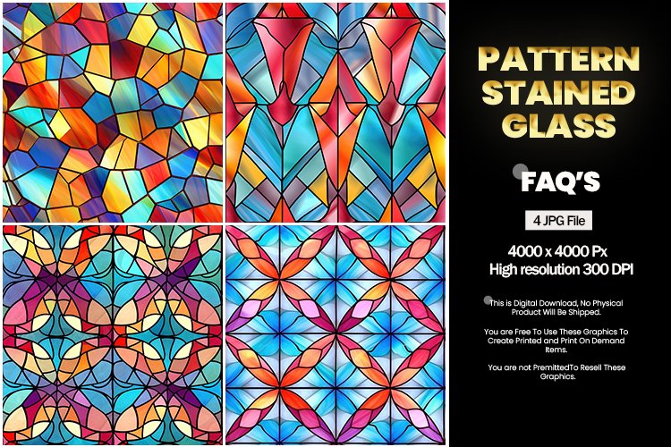 Pattern Stained Glass Square Coaster - 04 (4584925)