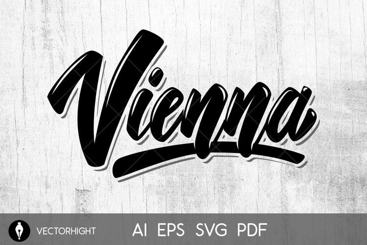 Vienna capital of Austria. Lettering phrase on white bg