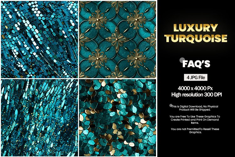 Luxury Turquoise Square Coaster - 04 Variations (4578240)