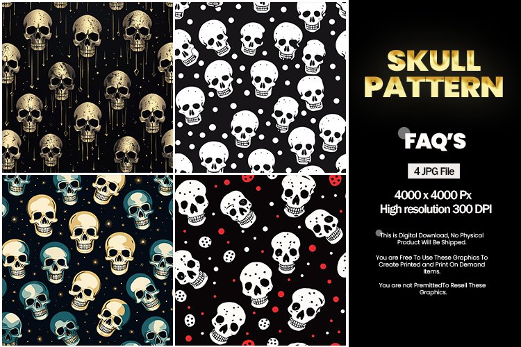 Skull pattern Square Coaster - 04 Variations (4585036)