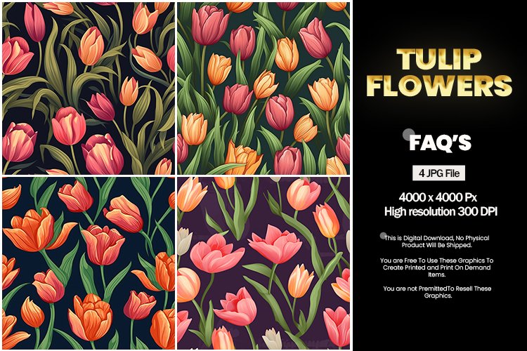 Tulip flowers Square Coaster - 04 Variations (4585434)
