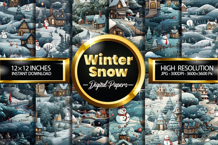 Winter Snow Seamless Digital Papers, Winter (2829010)