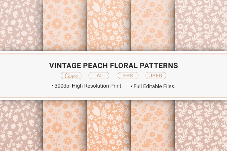 Vintage Peach Floral Patterns