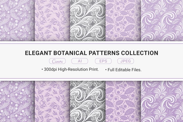 Elegant Botanical Seamless Patterns Collection