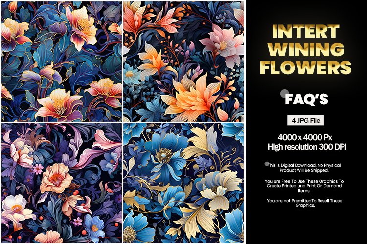 Intertwining Flowers Square Coaster - 04 Variations