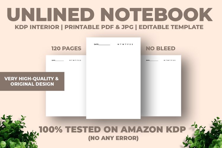Unlined Notebook KDP Interior