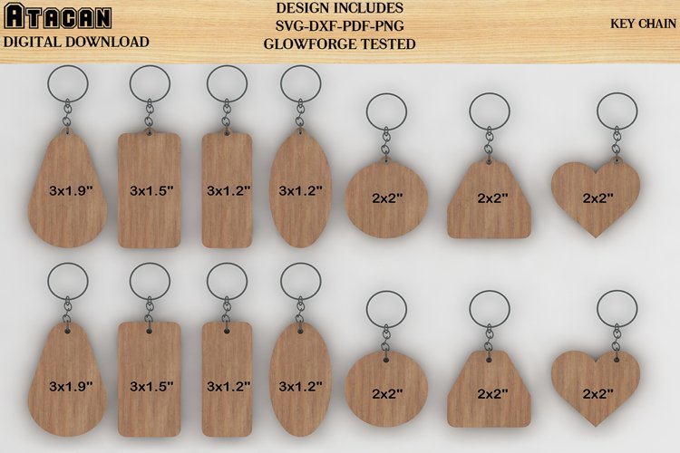 Keychains cut plans Glowforge Digital Download (1990491)