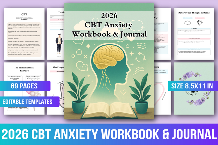 2026 CBT Anxiety Workbook & Journal