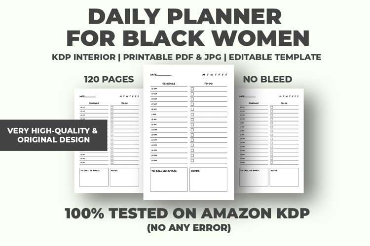 Daily Planner For Black Women KDP Interior