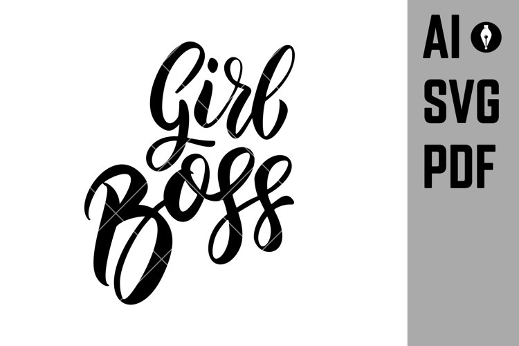 Girl Boss. Lettering phrase on white background.