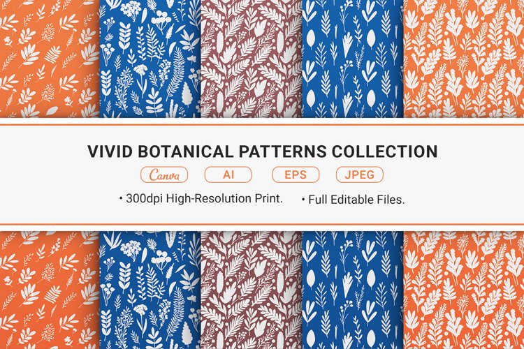 Vivid Botanical Seamless Patterns Collection