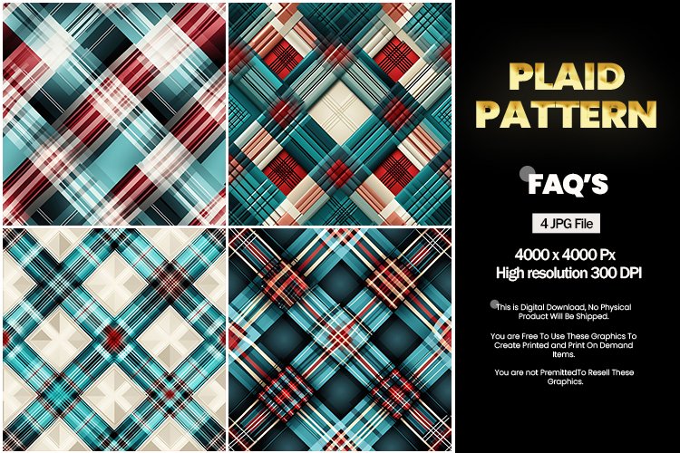 Plaid Pattern Square Coaster - 04 Variations