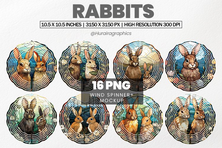 Rabbits Wind Spinner Sublimation - 16 Variations