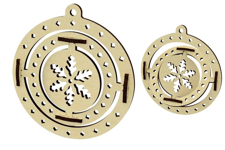 Snowflake 3d ornament - laser cut file, SVG DXF plan for CNC