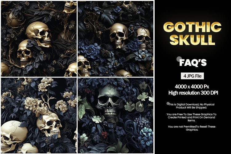 Gothic Skull Square Coaster - 04 Variations (4577649)