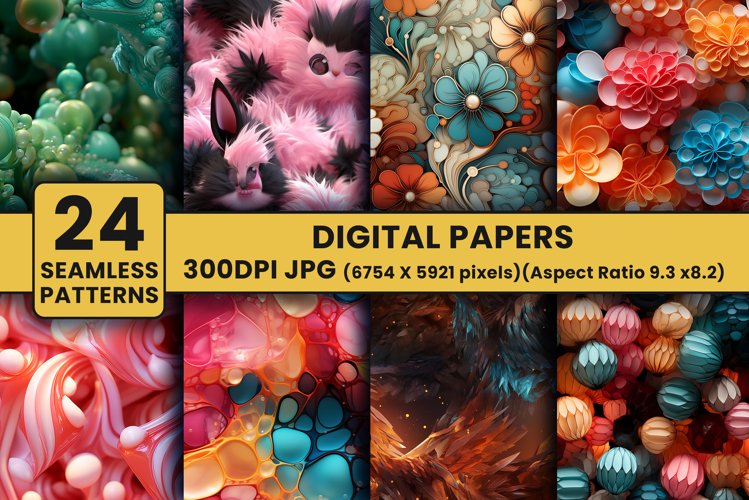 24 Seamless Patterns Digtial Papers Pack 1