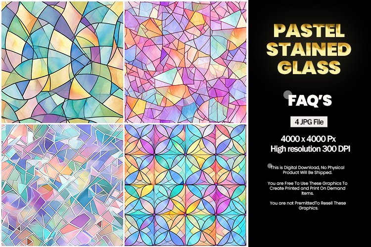 Pastel Stained Glass Square Coaster - 04 (4584382)