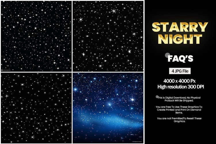 Starry Night Square Coaster - 04 Variations (4585396)