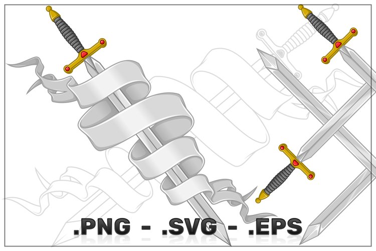 Vector Design Ancient Sword With Ribbon