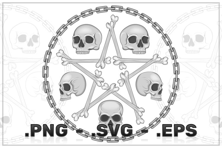 Bone Star Skull Vector Design With Chains