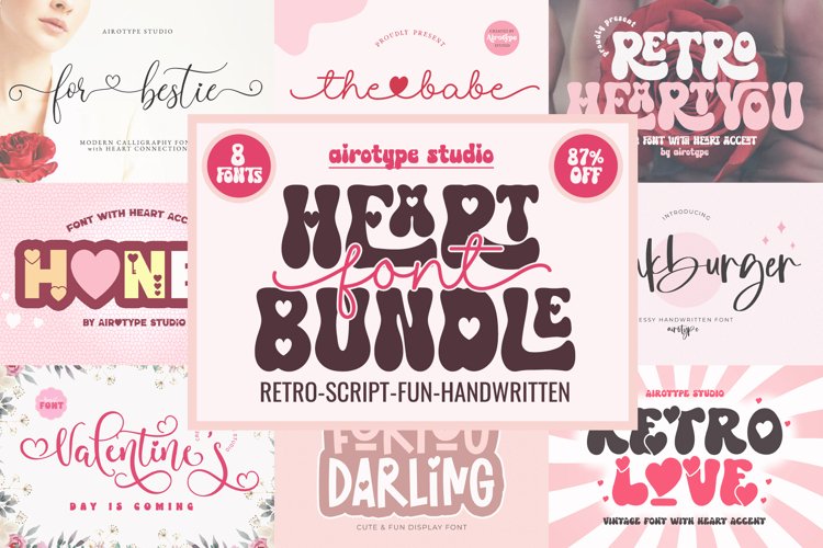 Heart Font Bundle - Fonts with Love Accent