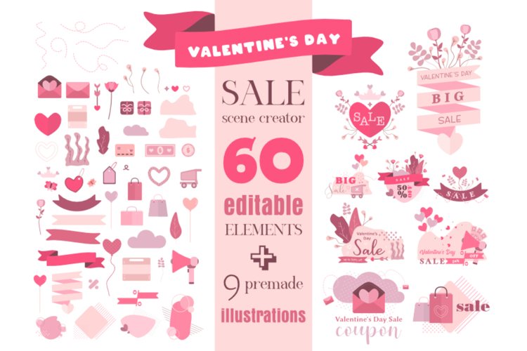 Valentine's Day Sale Editable Vector Scene Creator