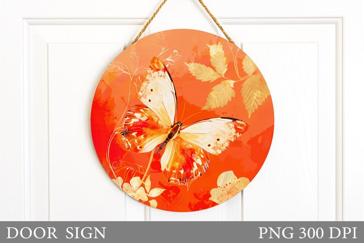 Butterfly Door Sign Sublimation. Flowers Door Sign (3790385)