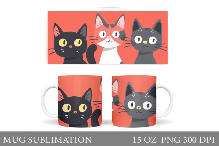 Cute Cat Mug Design. Cat Mug Sublimation (4092359)