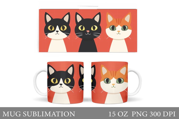 Cute Cat Mug Design. Cute Cats Mug Sublimation (4092357)
