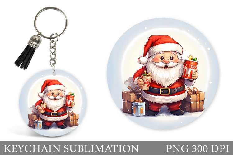 Santa Keychain Design. Santa Christmas Keychain Sublimation
