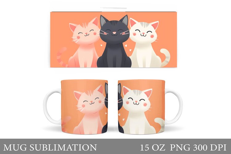 Cute Cat Mug Design. Cute Cat Sublimation (4092355)