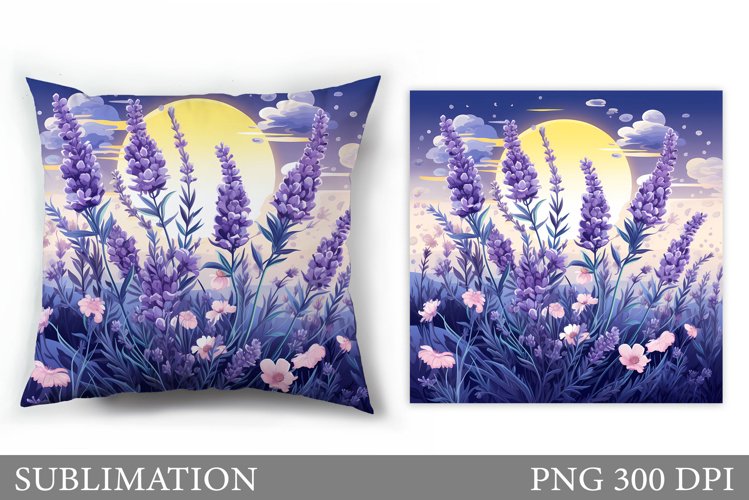 Lavender Pillow Sublimation. Flowers Sublimation